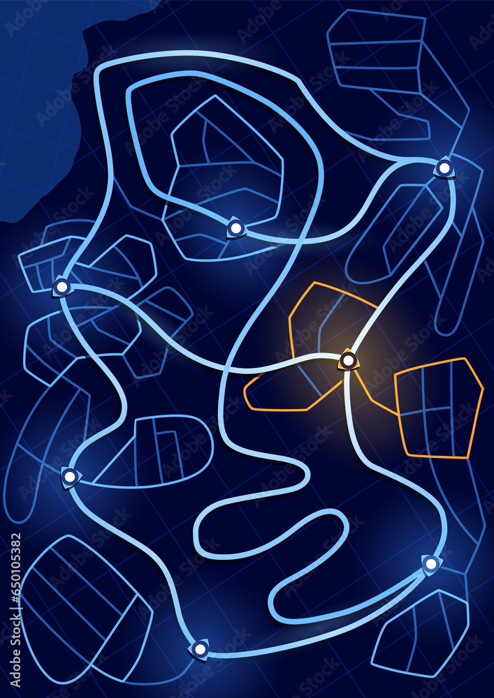 Navigation map game. Futuristic UI for city streets roadmap, gps ...