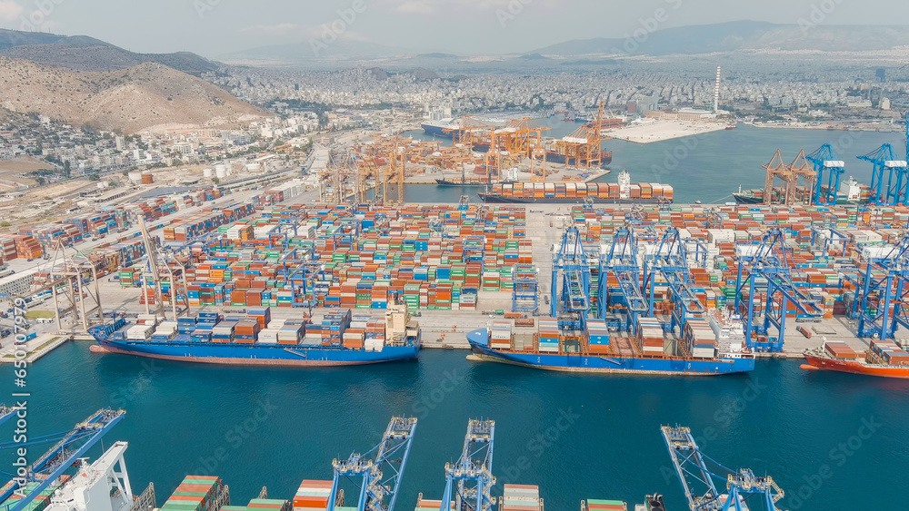 Athens, Greece - June 29, 2023: Perama cargo port. Unloading and ...
