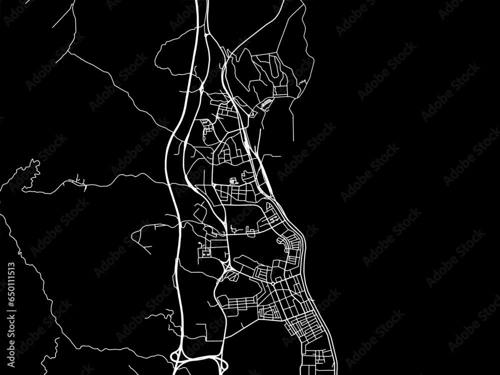 Vector road map of the city of Donghae City in the South Korea with ...