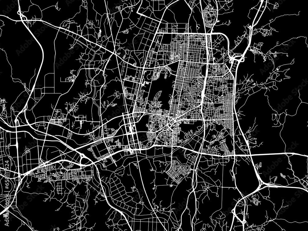 Vector road map of the city of Cheonan in the South Korea with white ...