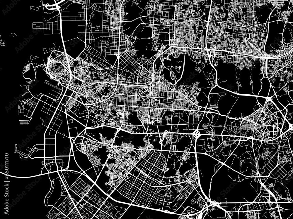 Vector road map of the city of Incheon in the South Korea with white ...