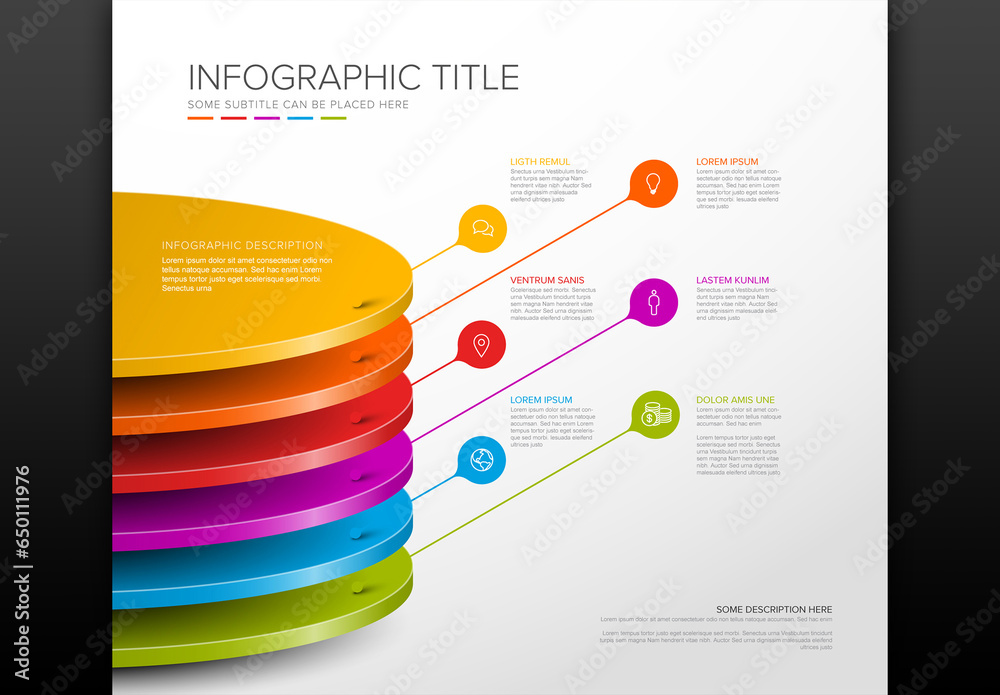 Six Color Layers infographic template with droplet pointers Stock ...