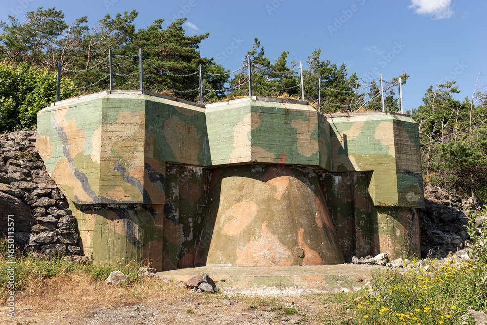 Tangen Fort on the south coast of Langesund, Norway. Fort Tangen was a ...