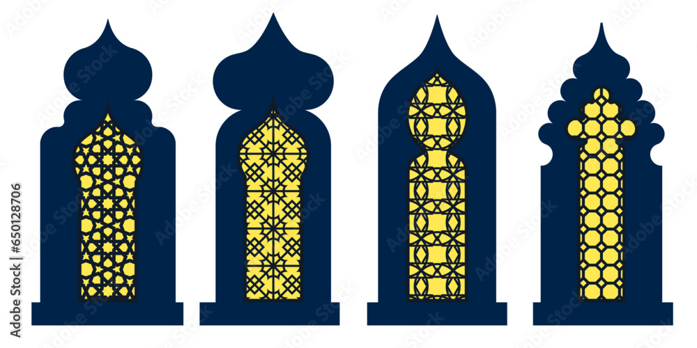 Collection of arabian oriental windows, arches and doors. Laser cut ...