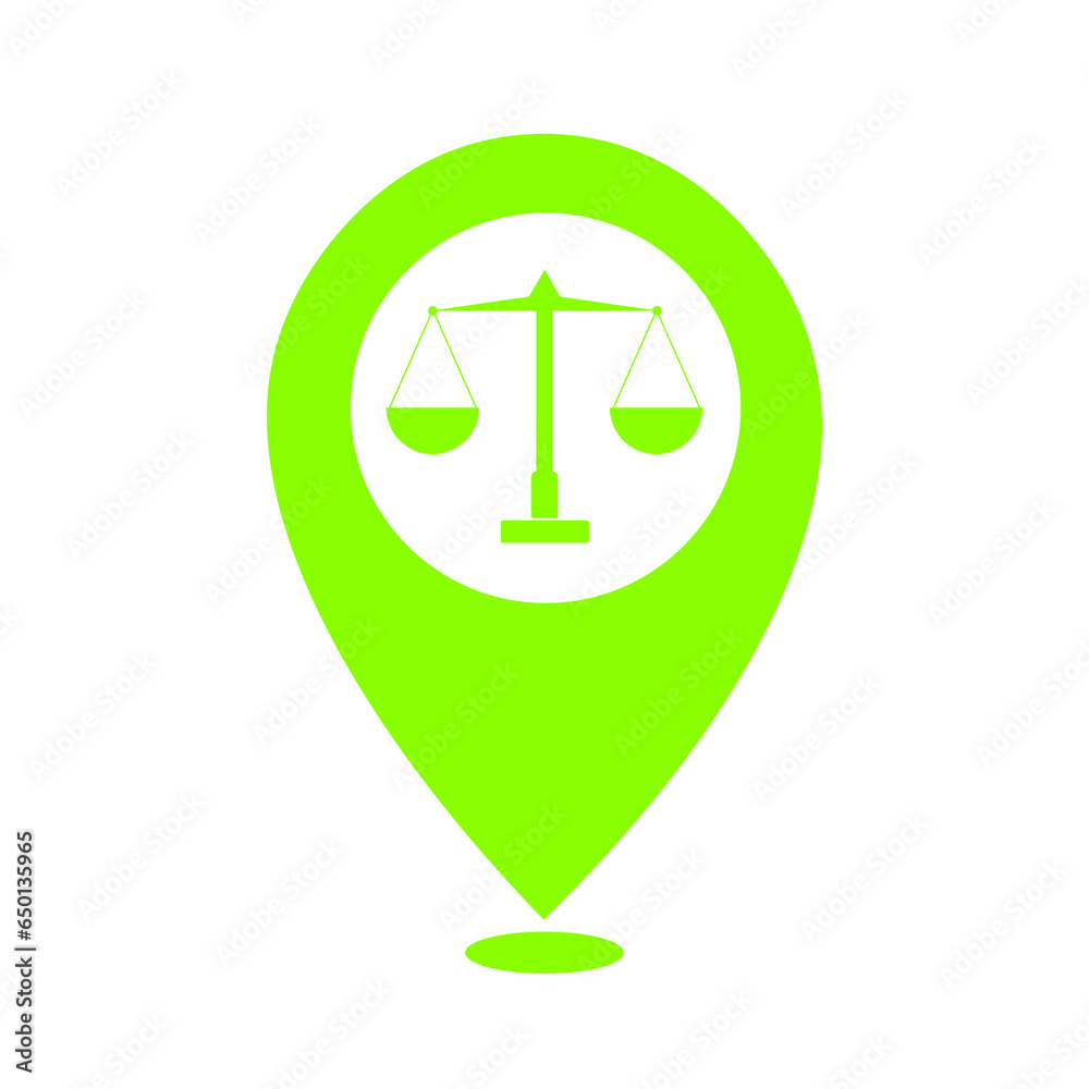 green scales of justice and law location icon Stock Illustration ...