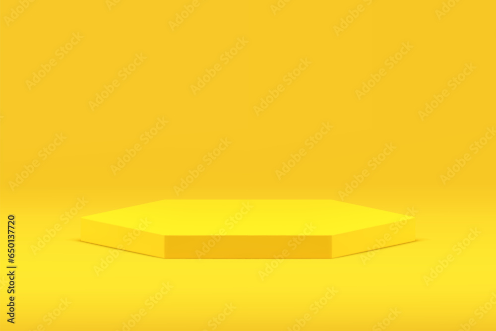 Yellow 3d hexagonal podium platform pedestal for product commercial ...