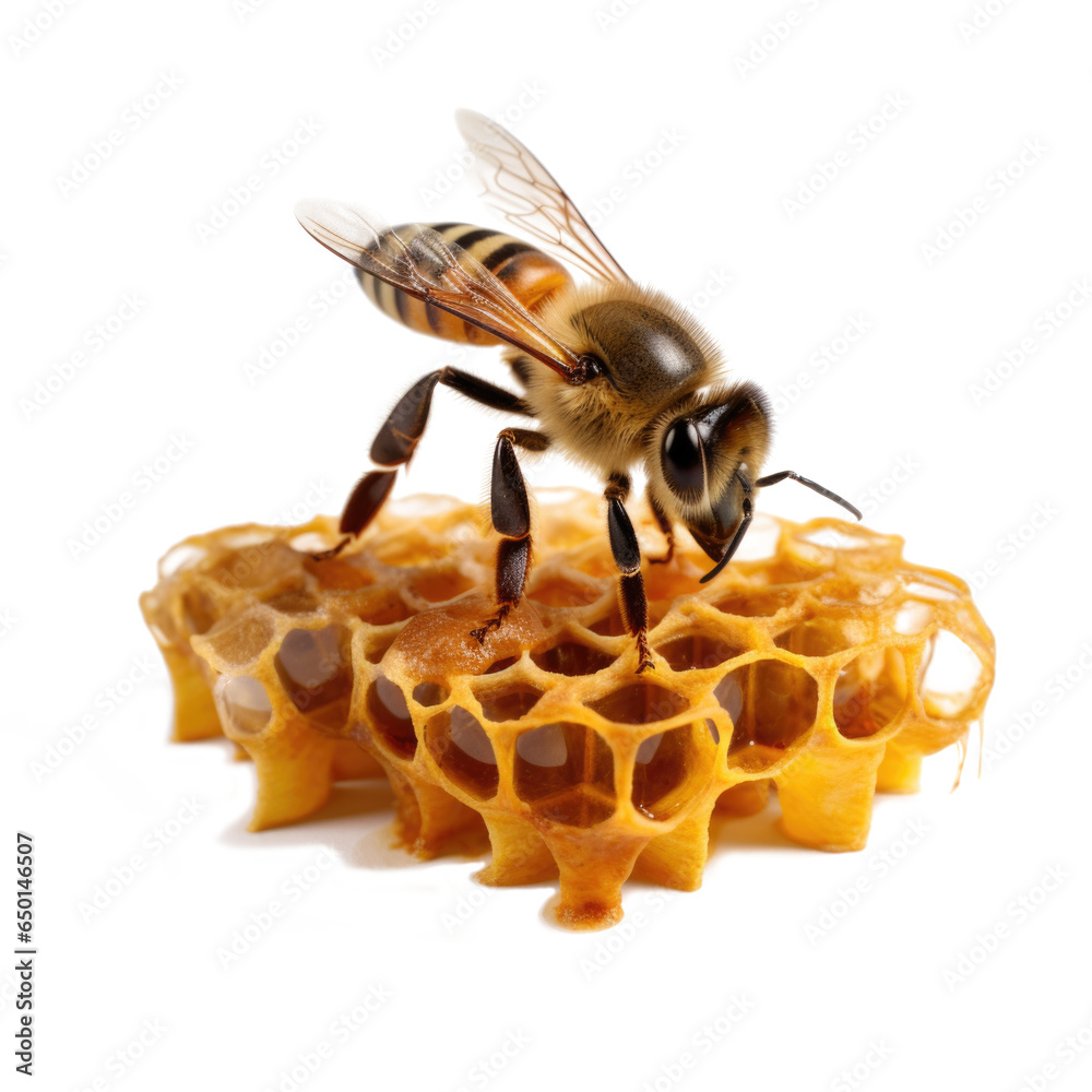 bees and honeycomb, isolated on transparent background cutout. Stock ...