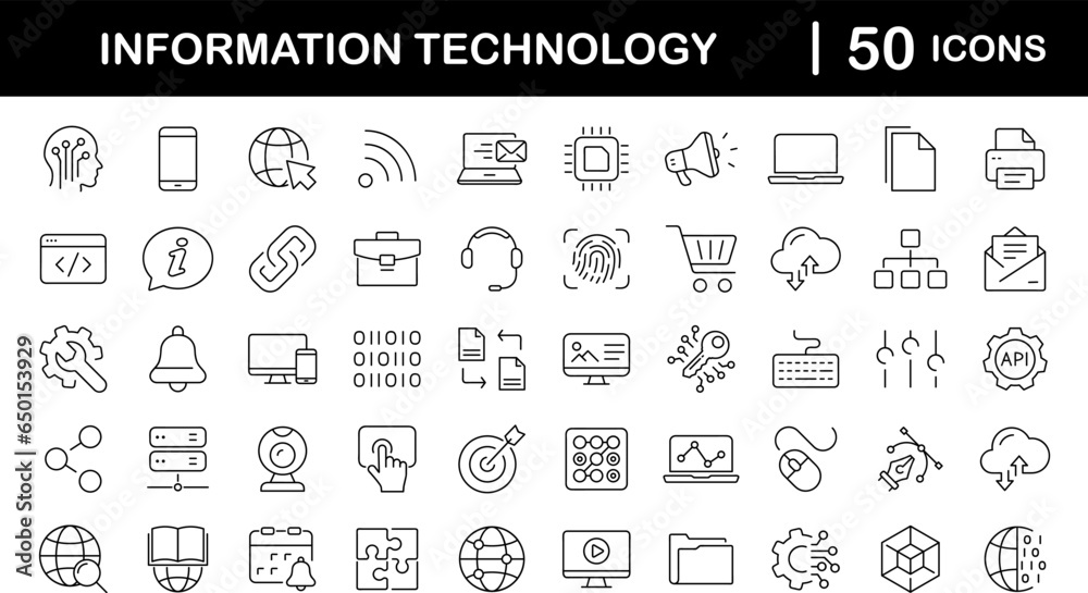 Information technology set of web icons in line style. IT icons for web ...