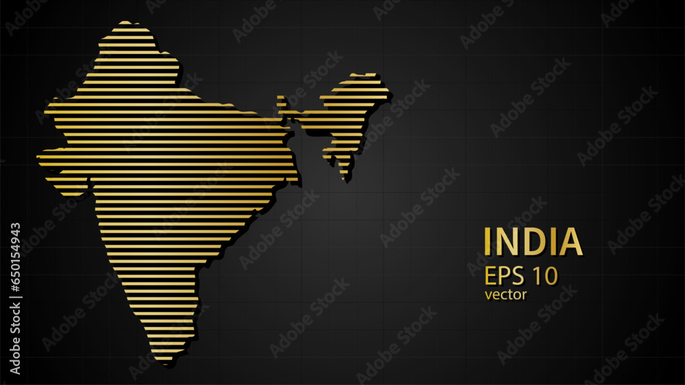Vector gold map of India, futuristic modern website background or cover ...