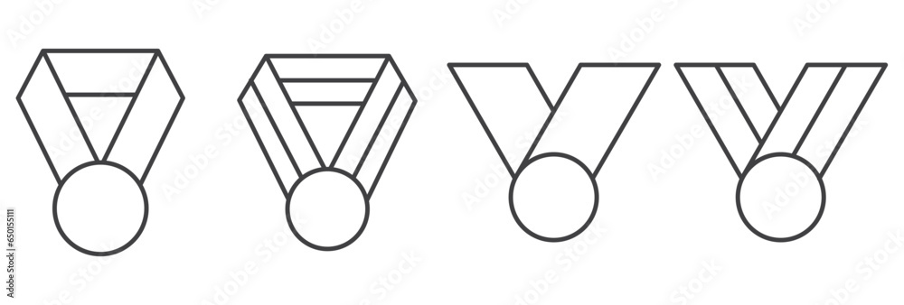 Medals icons vector line illustration. Set of trophy or awards for ...