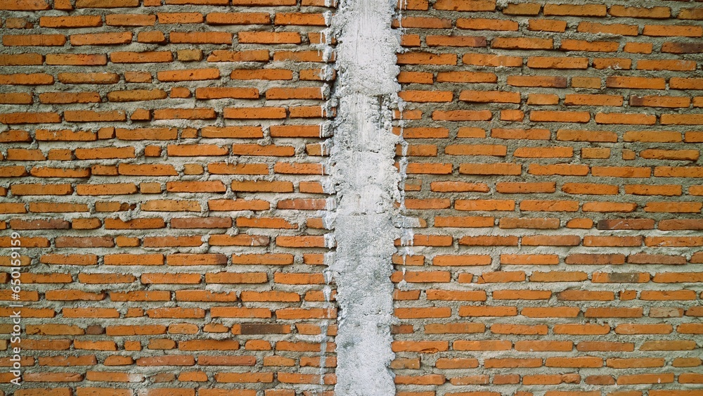 Unfinished red brick wall or tembok bata merah. Batu bata wall. Vintage ...