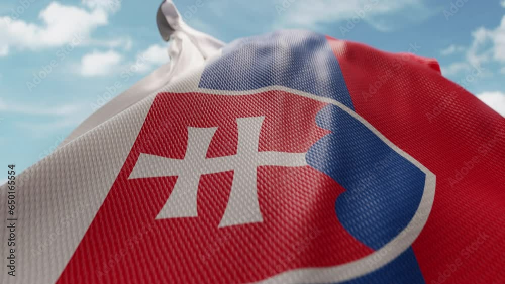 Wavy flag of Slovakia blowing in the wind in slow motion. Waving ...