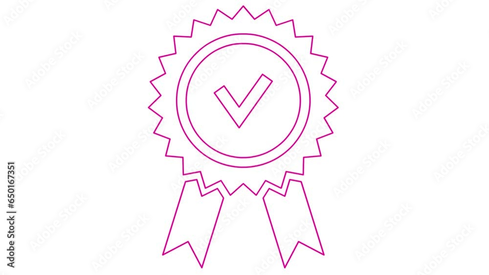 Animated pink linear symbol of quality mark. magenta quality sign ...