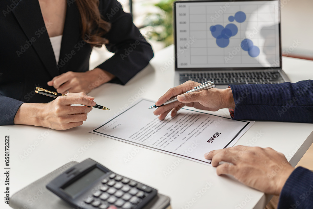 Executives receive job application documents and read job applicants' profiles to match job ...