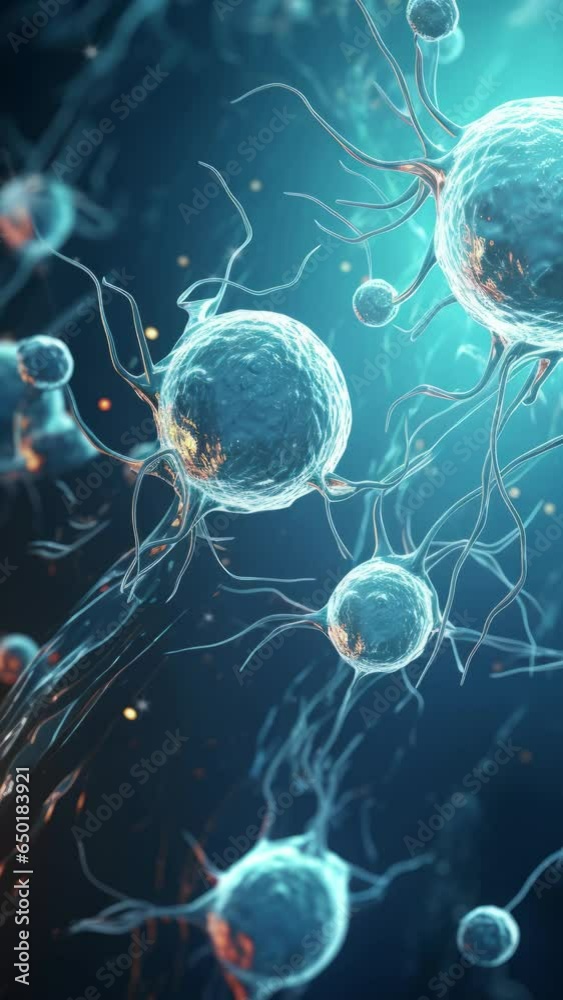 Vertical video animation of the activity of neurons and synapses ...