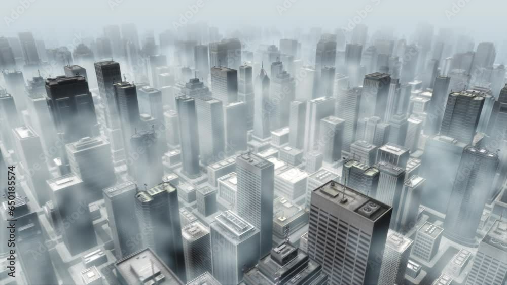 Seamless looping 3d animated foggy city skyline at daytime Stock Video ...