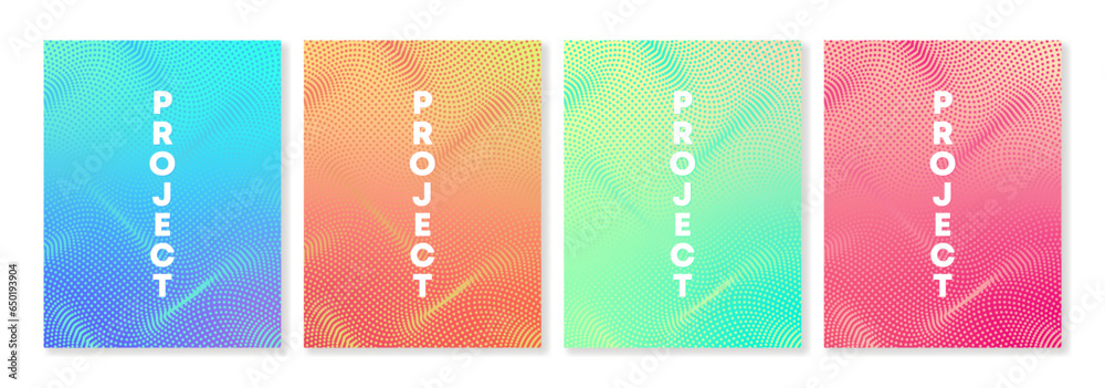 Set of 4 modern cover templates with colorful gradient backgrounds and ...