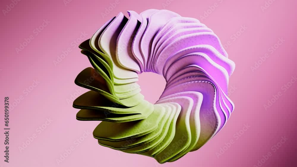 3d animation render of Abstract ring rotating. Smooth hypnotic pattern ...