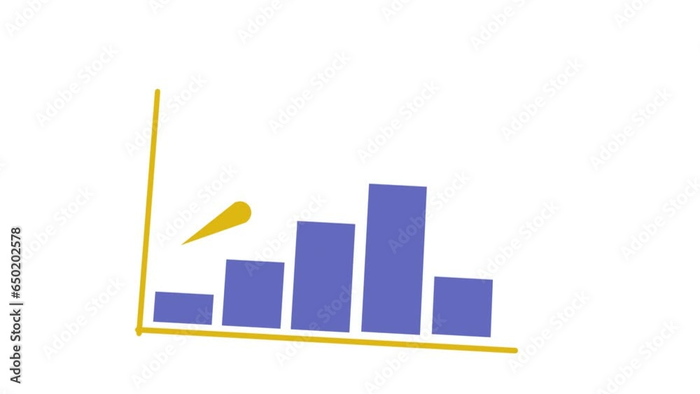 motion animated footage. Statistics bars columns growth, arrow up. 2d ...
