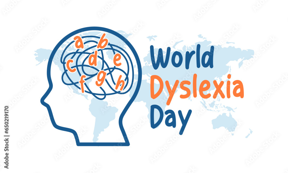 World Dyslexia Day Illustration minimalist linear style. Outline logo ...