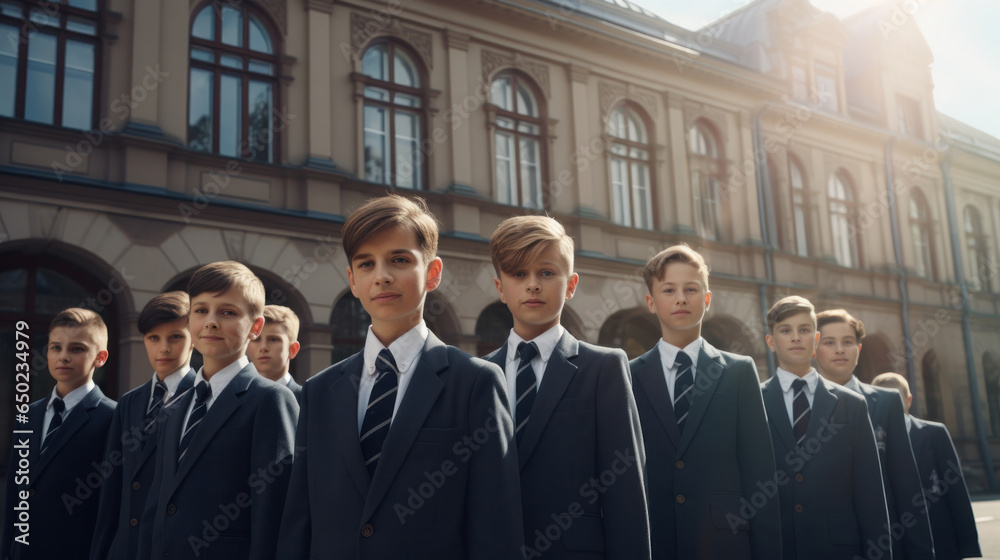 Smart and Uniformed: A Group of Private School Students Stands Proudly ...