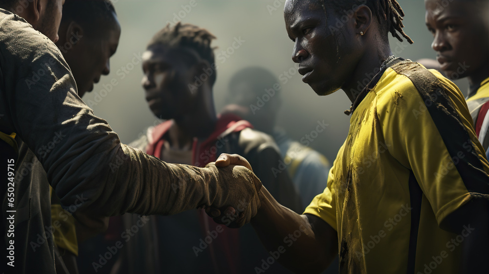 Unity and Encouragement: Players exchange fist bumps, high fives, and ...