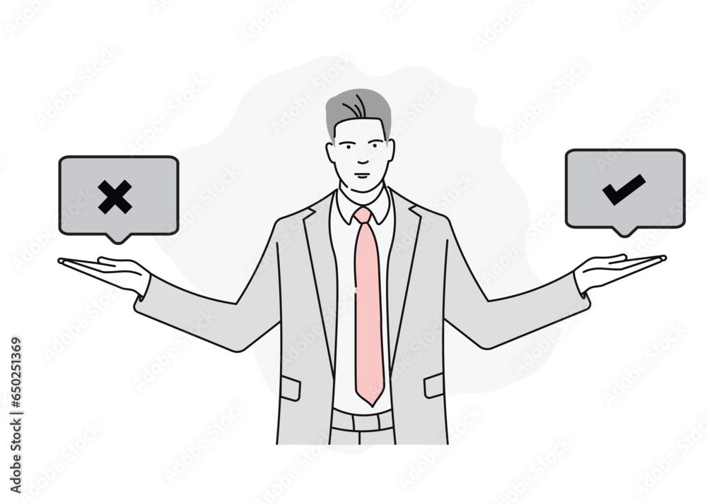 Vetor de Business decision between right or left, yes or no, Business ...