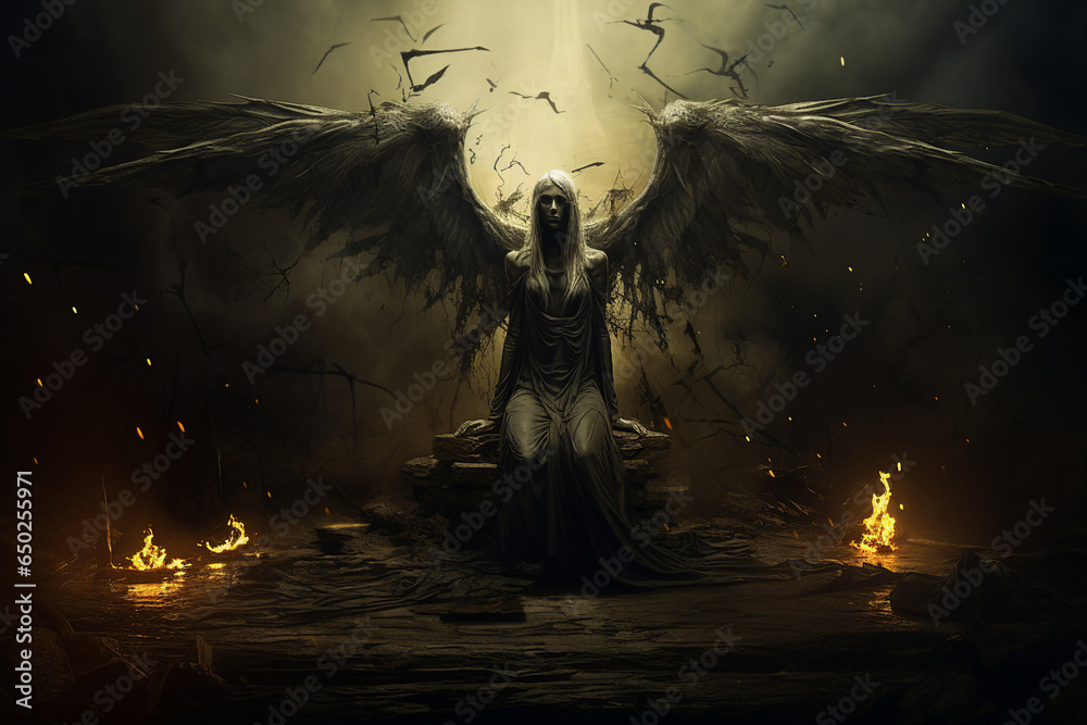Genrative ai collage picture of evil satanic inferno with dark wings ...
