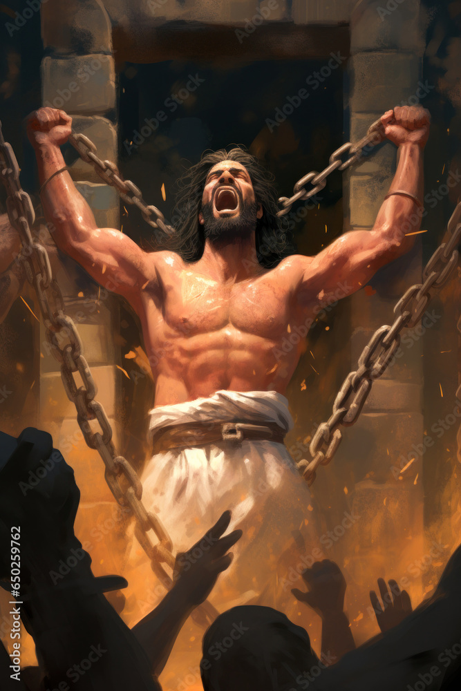 Samson the biblical hero with superhuman strength who freed Gods people ...