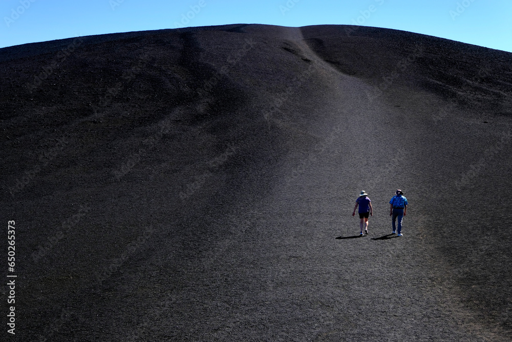 People Tourists Hiking on Inferno Cone at Craters of the Moon National ...
