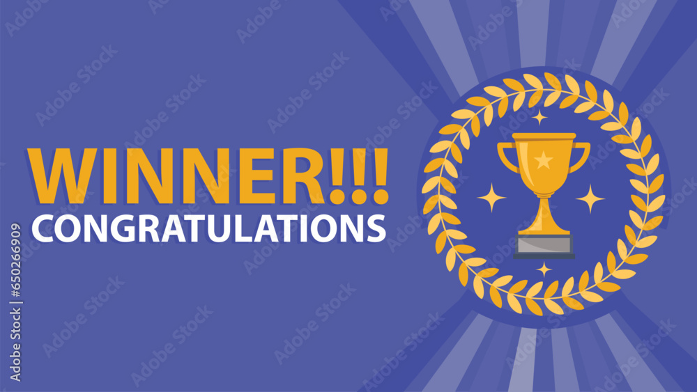 Congratulations winner announcement concept vector banner design with ...