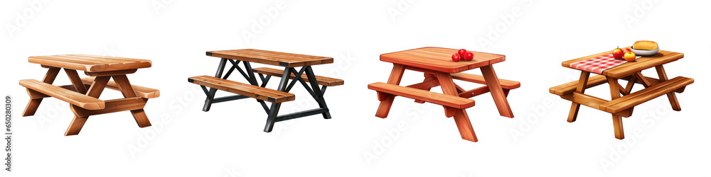 Picnic Table clipart collection, vector, icons isolated on transparent ...
