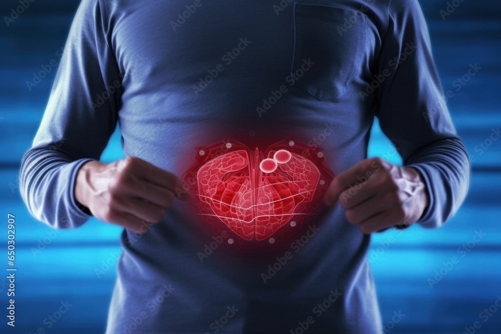 Details of pain highlighted in persons body. Medical concept with areas ...