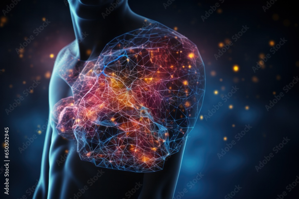 Details of pain highlighted in persons body. Medical concept with areas ...
