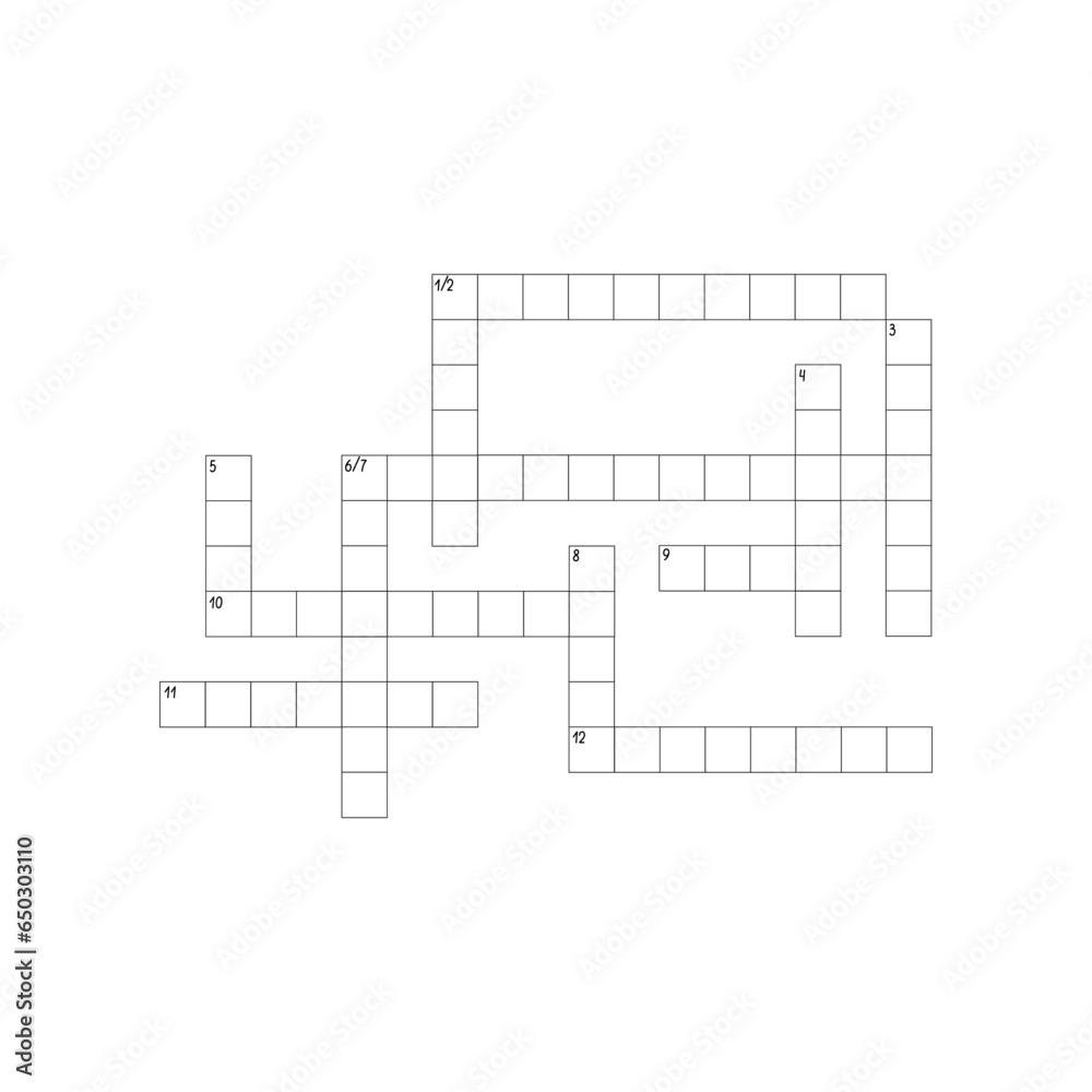 Blank crossword puzzle grid, empty template circles to fill in for ...