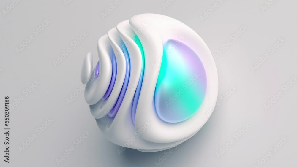 3d render abstract art video animation with surreal alien ball or ...