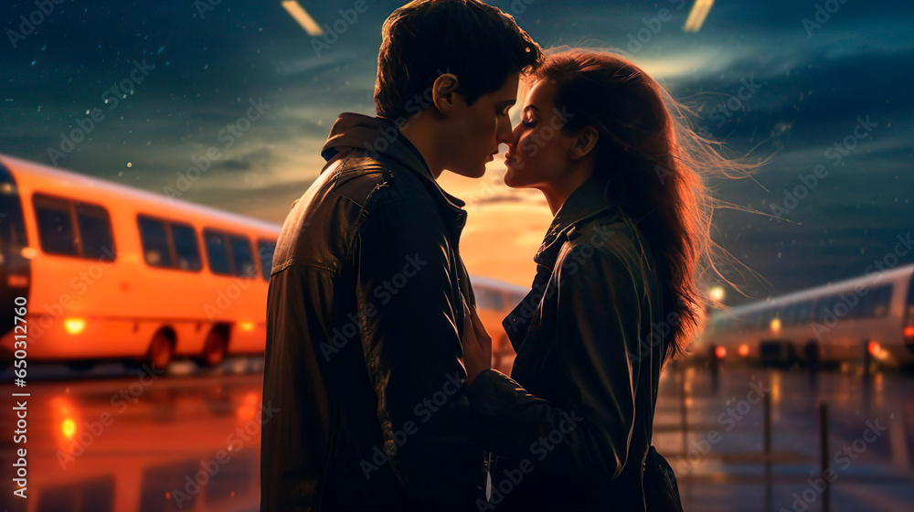 Love passion relationship emotion concept. Young romantic couple ...