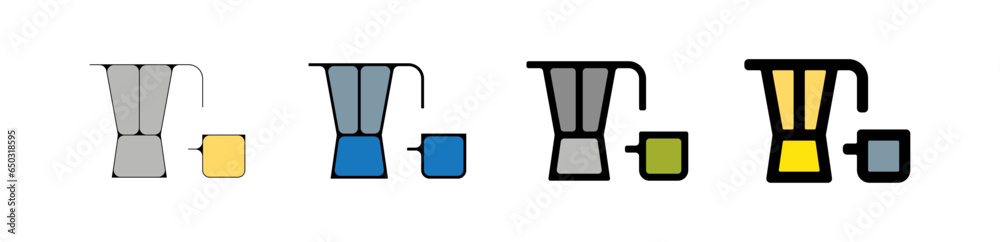 Pictogramme icones logo trace cafe et machine a café Stock Vector ...