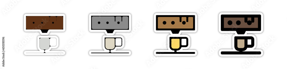 Pictogramme icones logo trace cafe et machine a café Stock Vector ...