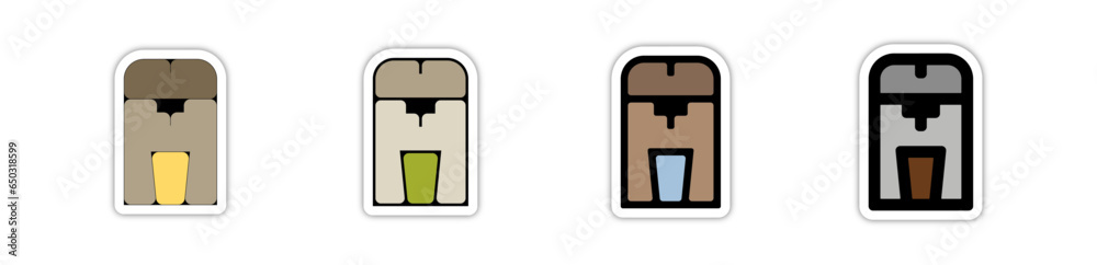 Pictogramme icones logo trace cafe et machine a café Stock Vector ...