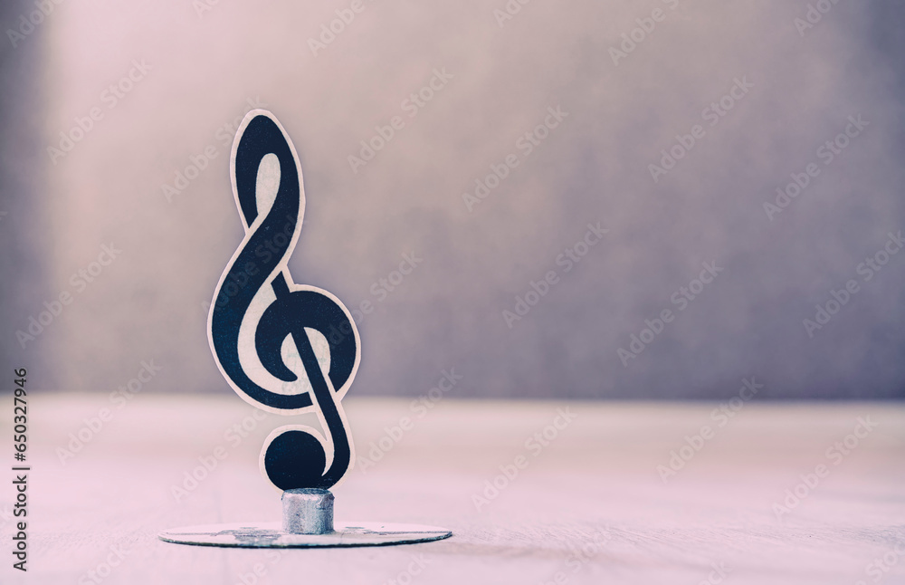 Poster Photography of treble clef standing on desk in musical class ...