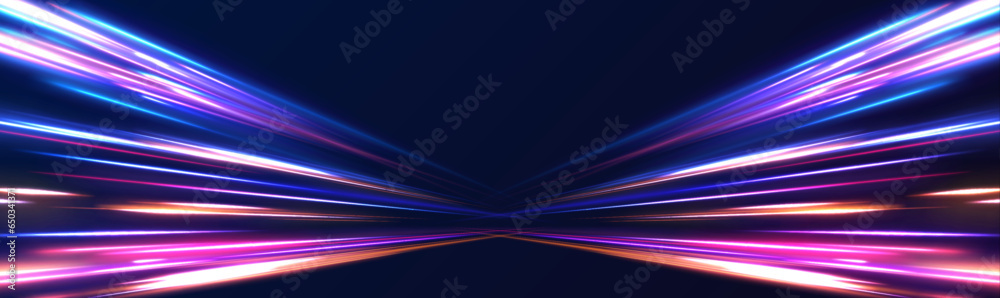 Particle motion effect vector red blue special effect, speed police line. Racing cars dynamic ...