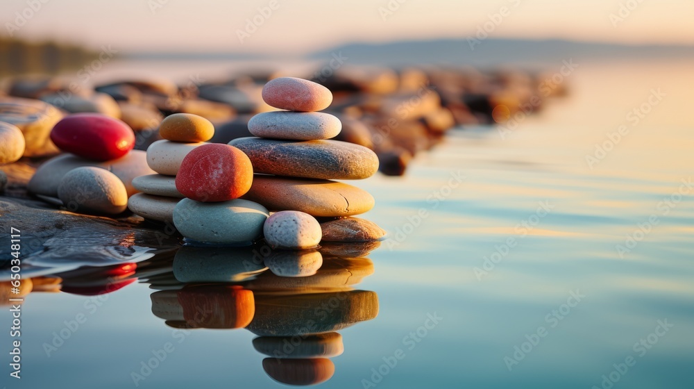 Tranquil Water Reflection with Balanced Zen Rock. Tranquil water ...
