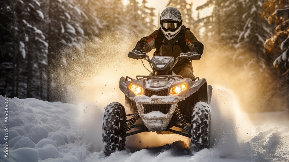 Winter Wonderland Adventure, ATV rider's exciting journey through snow ...