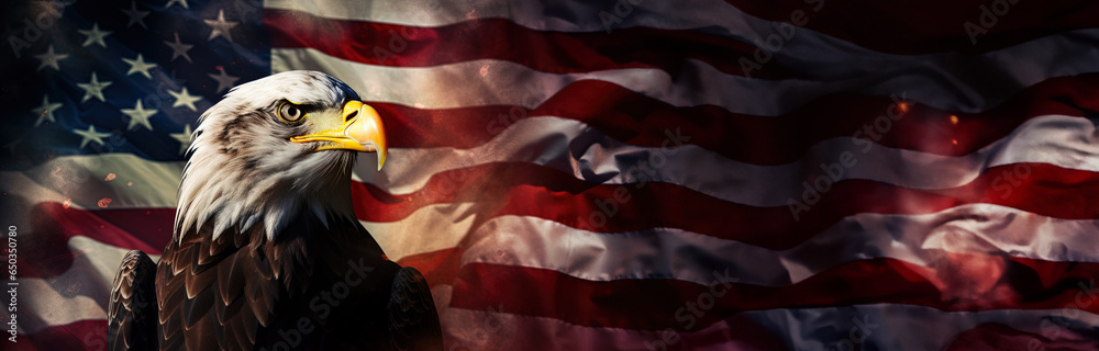 Iconic American Bald Eagle with Flag: Symbolizing America - Patriotic ...