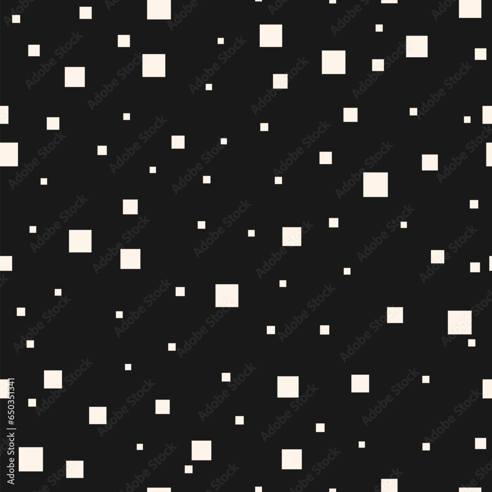 Squares pattern. Vector geometric seamless texture with small random size squares, cubes, dots ...