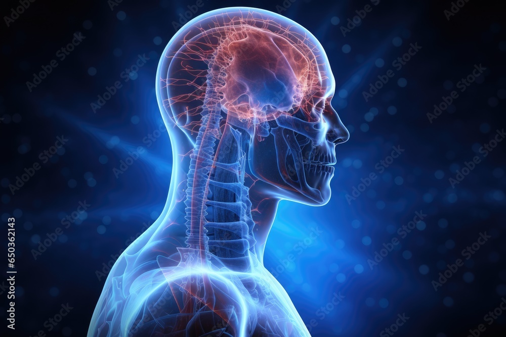 3d rendered illustration of male brain anatomy x-ray image, Anatomy of ...