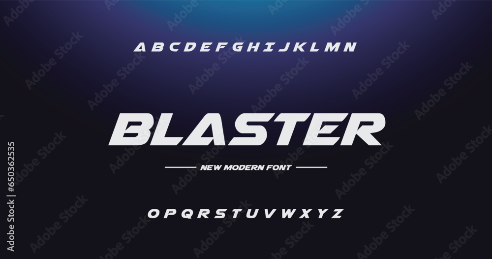 BLASTER, Sports minimal tech font letter set. Luxury vector typeface ...