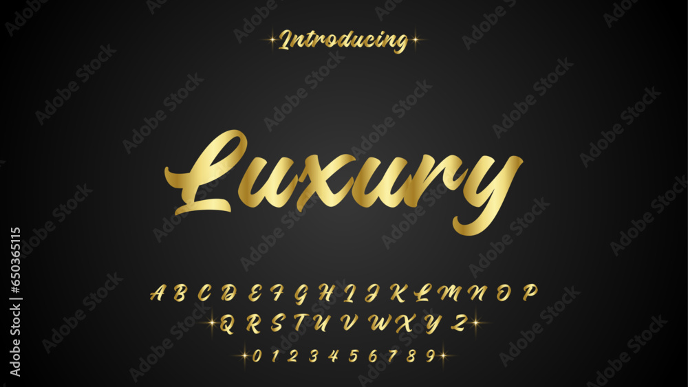 Vetor de LUXURY, Elegant golden alphabet letters font set. Classic ...