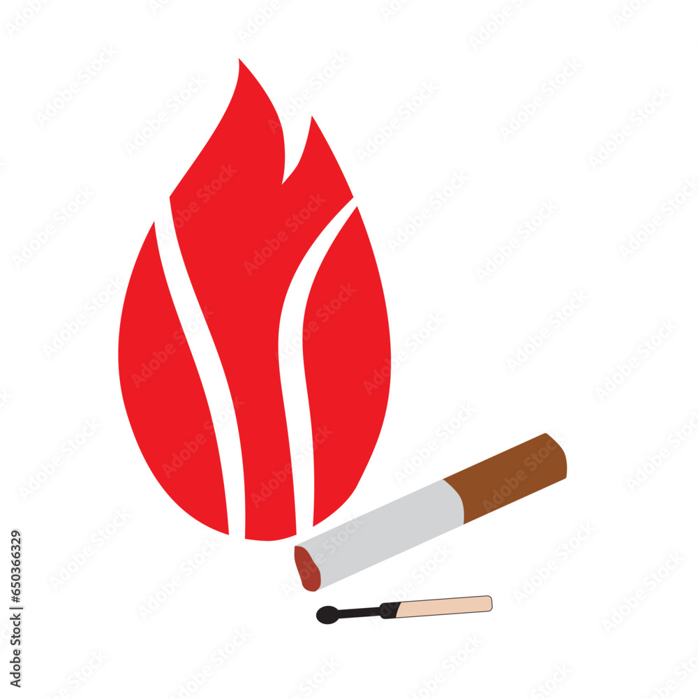 A burning match with fire/flame flat color vector icon for apps and ...